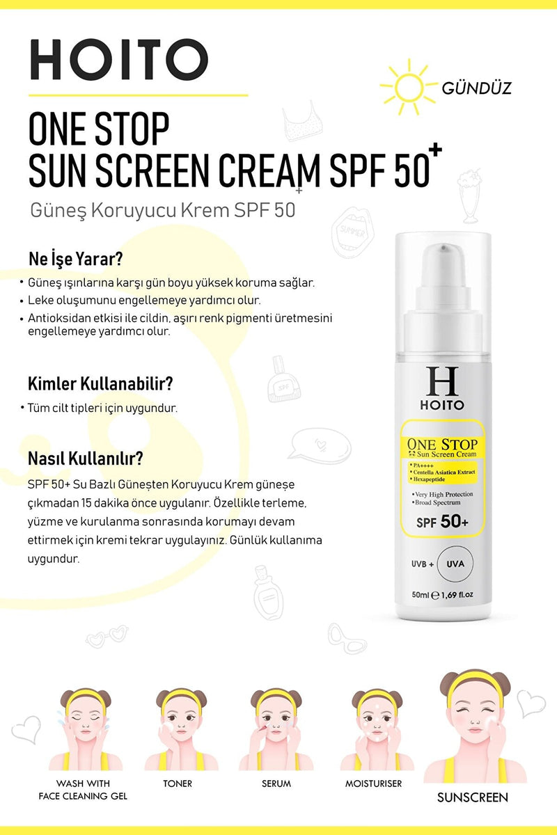 Hoito One Stop Sun Screen Güneş Koruyucu Krem SPF50+ 50 ml – Flavus